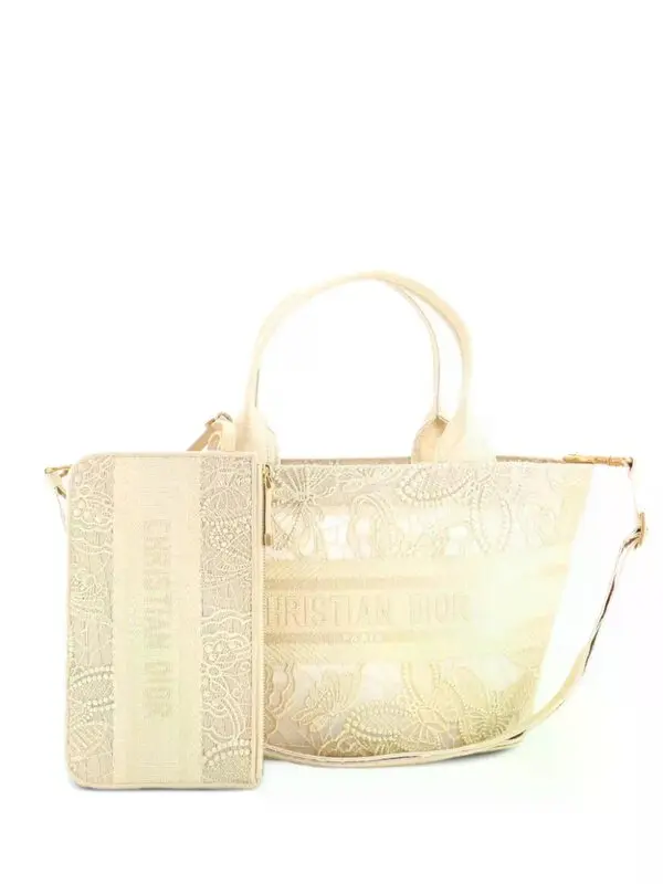 Dior Hat Basket Bag With Macrame Effect Embroidery - Neutrals