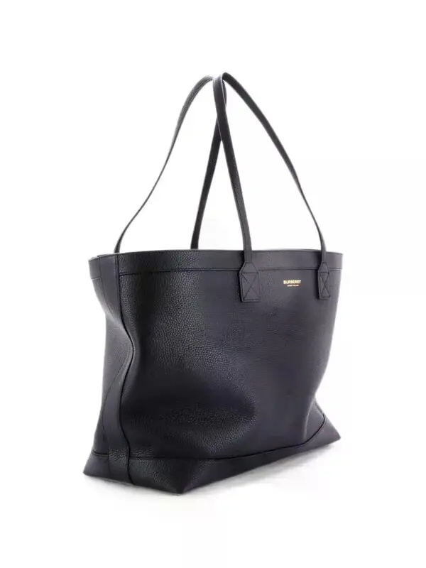 Burberry Leather Tote Bag With Check Canvas Interior