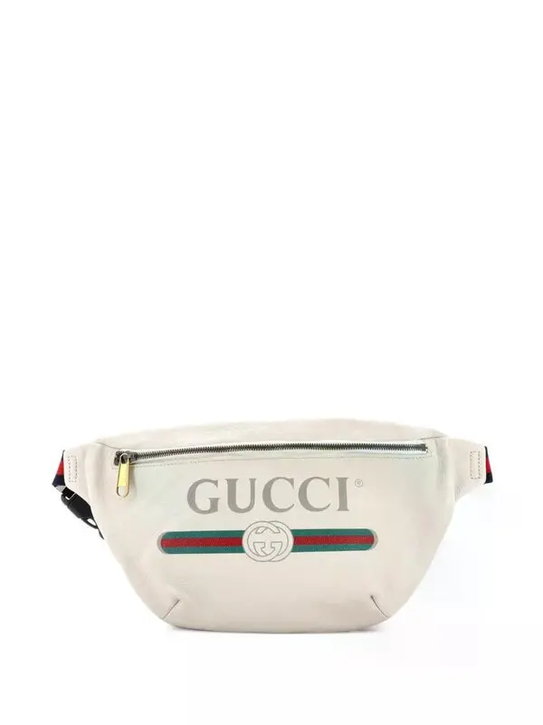 Gucci Logo Printed Leather Belt Bag - Neutrals