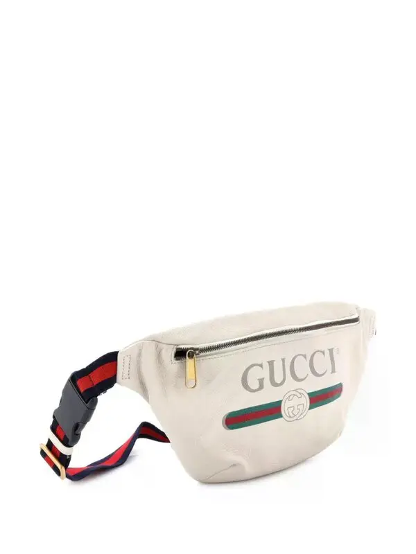Gucci Logo Printed Leather Belt Bag - Neutrals