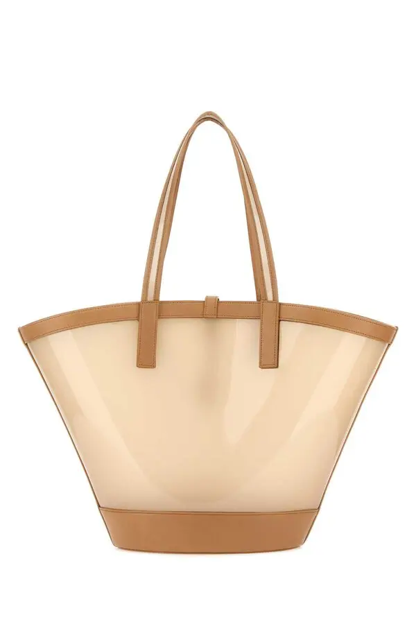 Saint Laurent Two-tone Vinyl And Leather Panier Shopping Bag