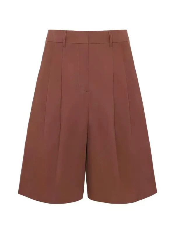 YVES SALOMON Pleated Cotton Bermuda Shorts