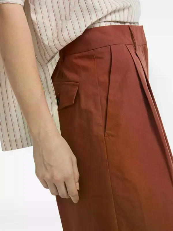 YVES SALOMON Pleated Cotton Bermuda Shorts