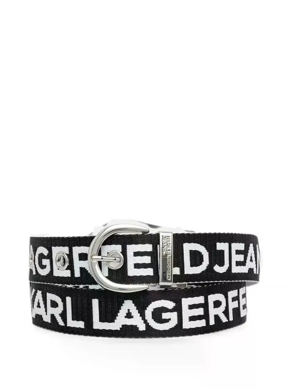 Karl Lagerfeld Reversible Logo-jacquard Belt - Black