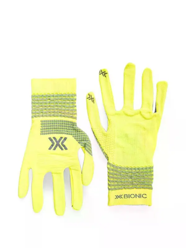 X-BIONIC Logo-print Panelled Gloves - Yellow