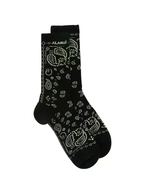 Alanui Paisley-pattern Socks - Black