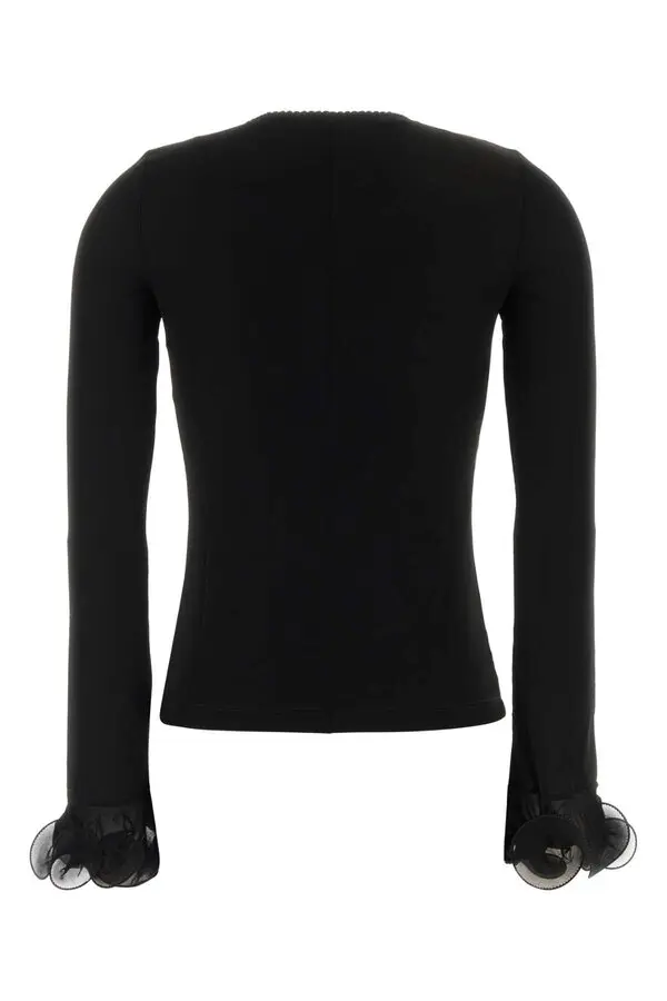Moschino Black Jersey Top With Ruffle Detail - Orange