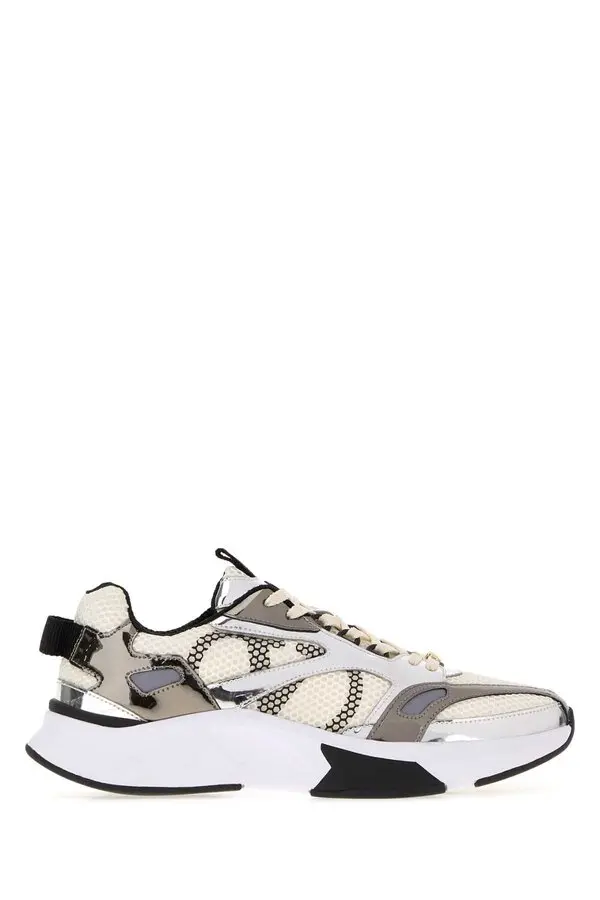 Valentino Garavani Mesh And Leather Sneakers - Multicolor