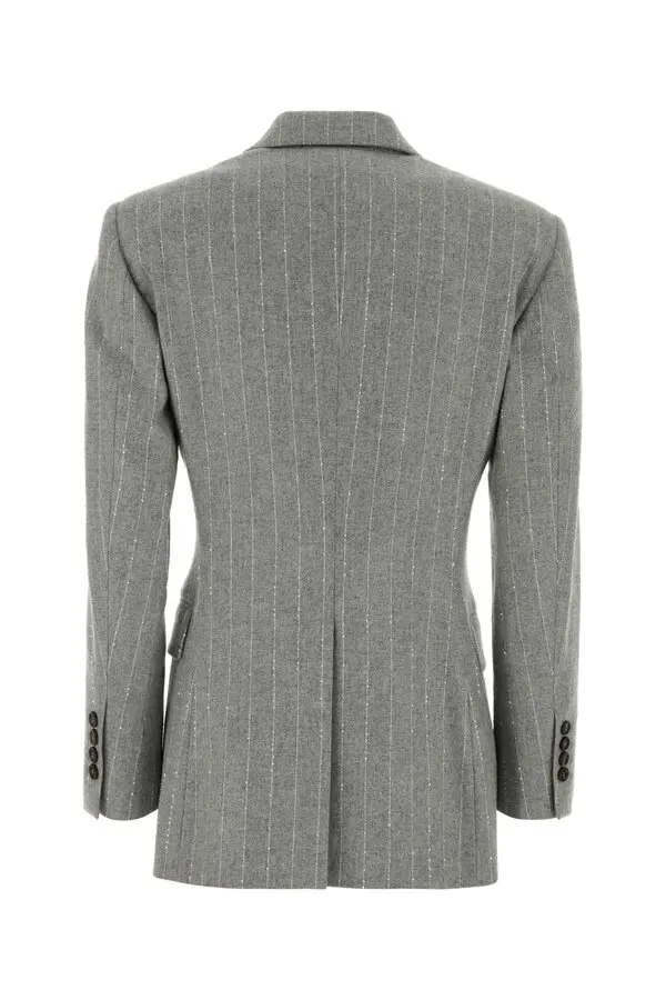 Brunello Cucinelli Embroidered Stretch Wool Blend Blazer - Multicolor