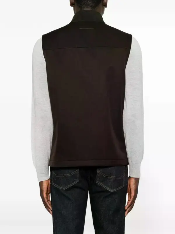 Zegna Leather-trim Button-up Gilet