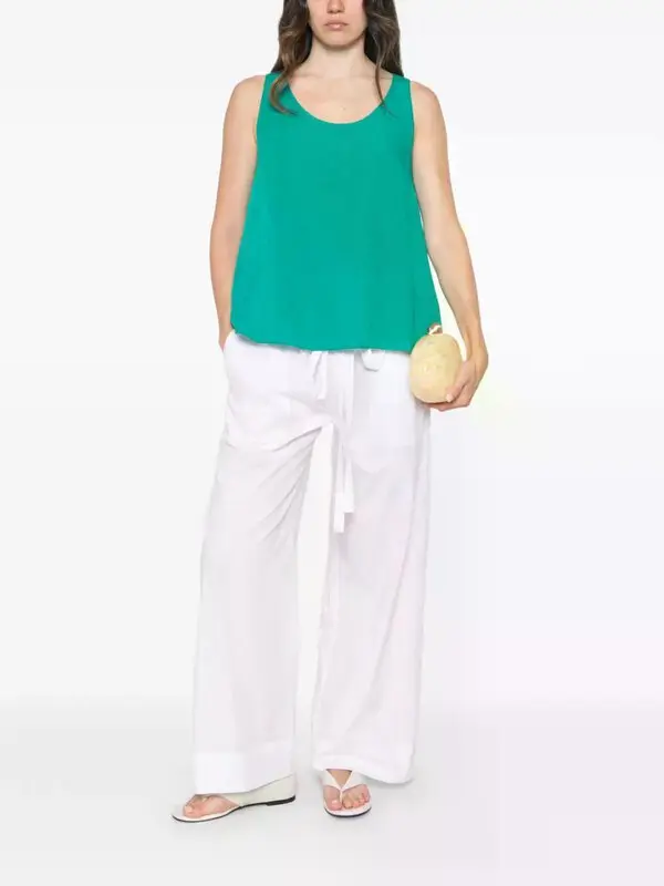 MOUTAKI Sleeveless Scoop Neck Blouse - Green