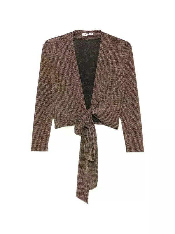SIYU Check-pattern Wrap-fastening Top - Brown
