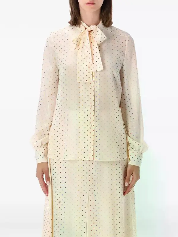Valentino Garavani Star-print Pussy-bow Blouse - Neutrals