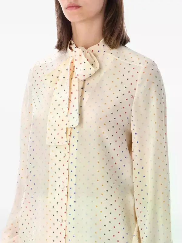 Valentino Garavani Star-print Pussy-bow Blouse
