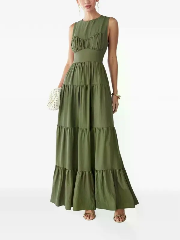 ST MRLO Tiered Sleeveless Maxi Dress - Green