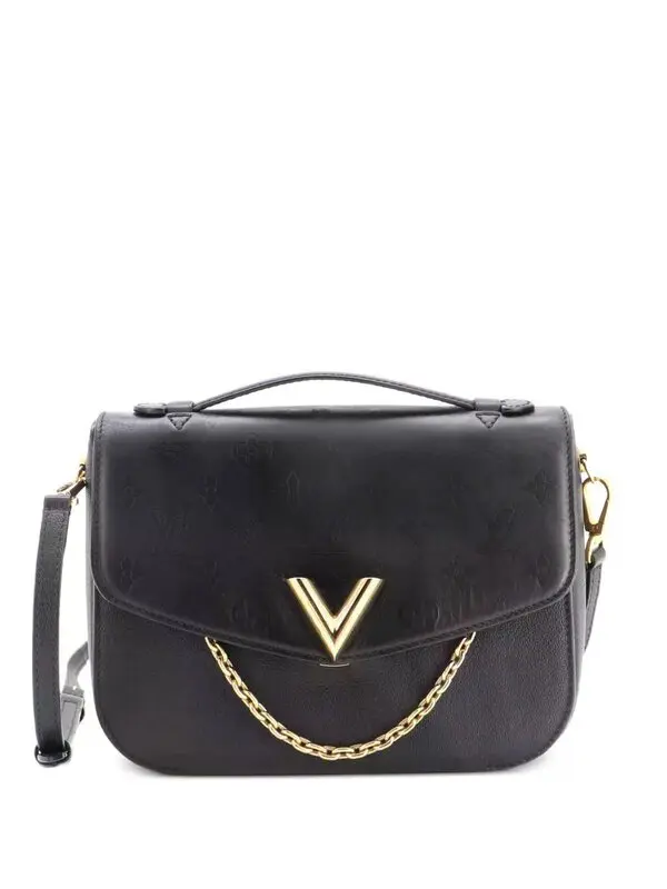 LOUIS VUITTON Monogram Leather Messenger Bag - Black