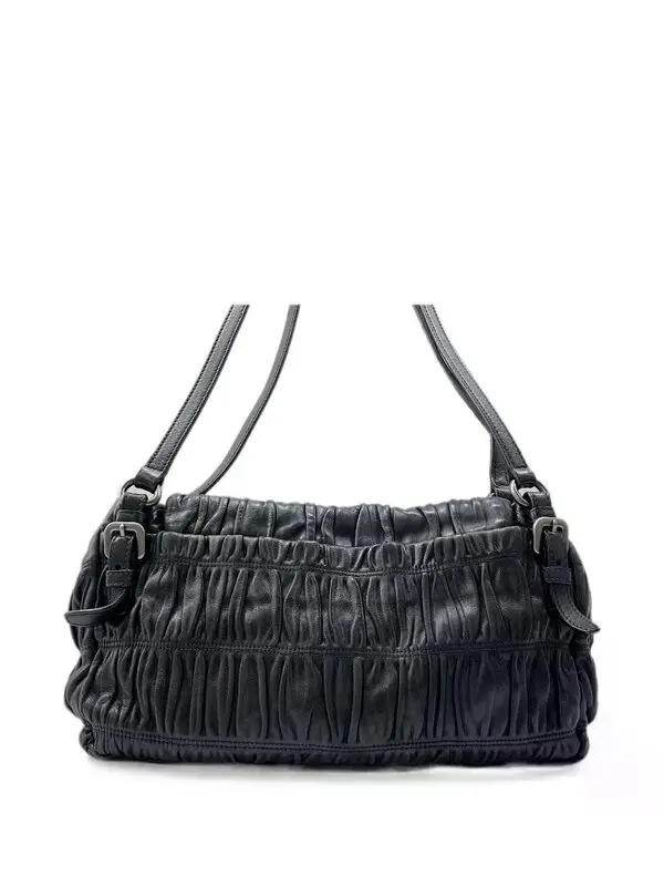 Prada 2000-2010 Ruched Leather Tote Bag