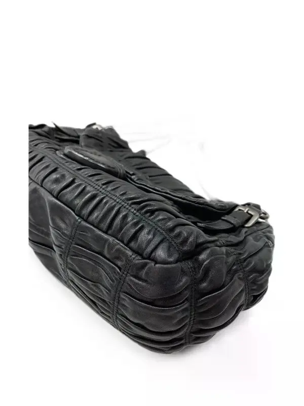 Prada 2000-2010 Ruched Leather Tote Bag