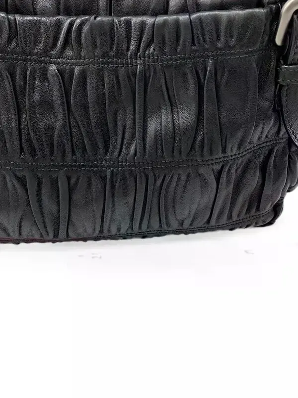 Prada 2000-2010 Ruched Leather Tote Bag
