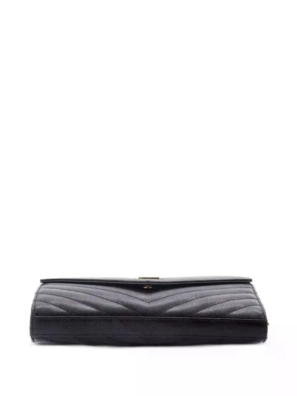 Saint Laurent Classic Monogram Wallet On Chain Matelasse Chevron Leather Medium Crossbody Bag