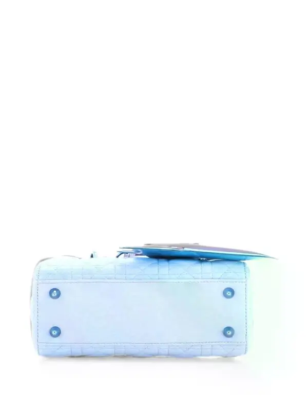 Dior Lady Art Bag Limited Edition Francoise Petrovitch "cannage" Quilt Leather Satchel - Blue