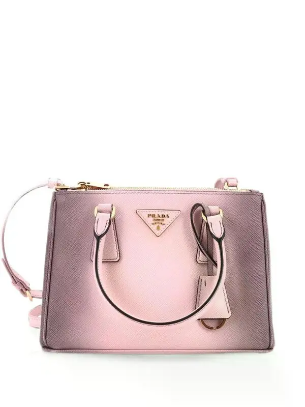 Prada Galleria Double Zip Saffiano Leather Small Tote Bag - Pink