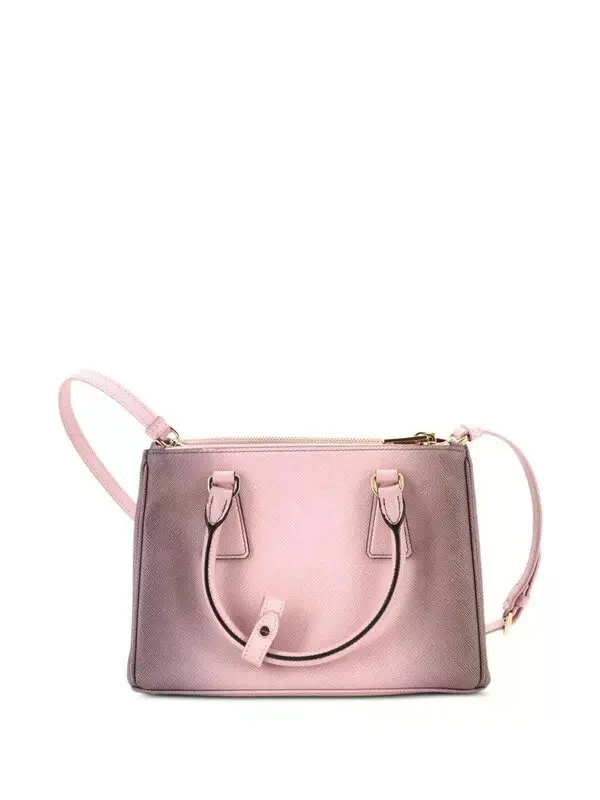 Prada Galleria Double Zip Saffiano Leather Small Tote Bag - Pink
