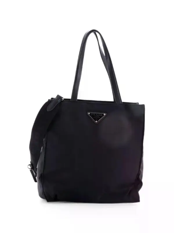 Prada Padded Convertible Shopping Re-nylon With Leather Medium Tote Bag