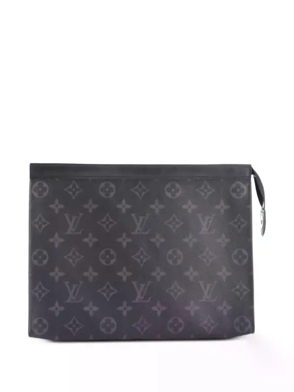 LOUIS VUITTON Pochette Voyage Monogram Eclipse Canvas Mm Clutch Bag - Black