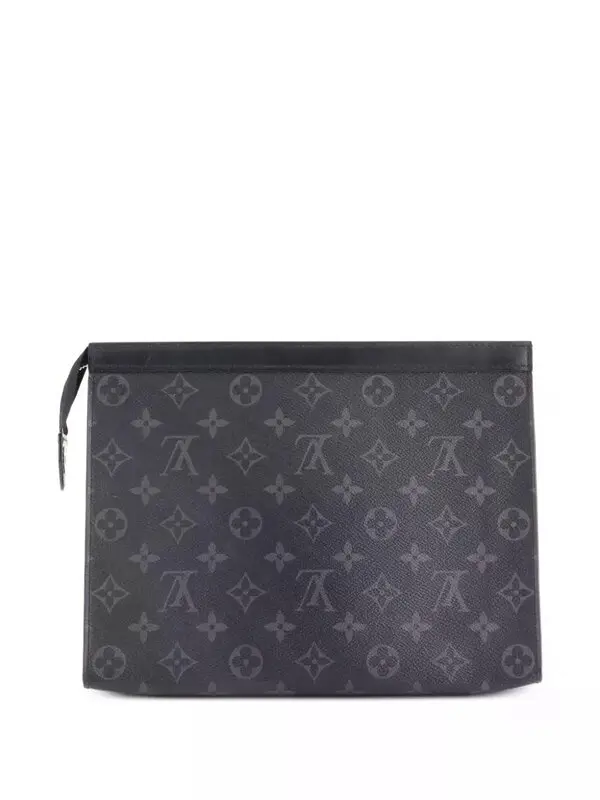 LOUIS VUITTON Pochette Voyage Monogram Eclipse Canvas Mm Clutch Bag - Black
