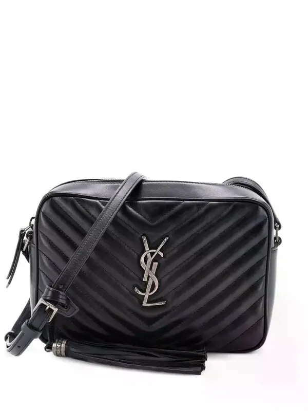 Saint Laurent Lou Camera Bag Matelassé Chevron Leather Small Crossbody Bag - Black
