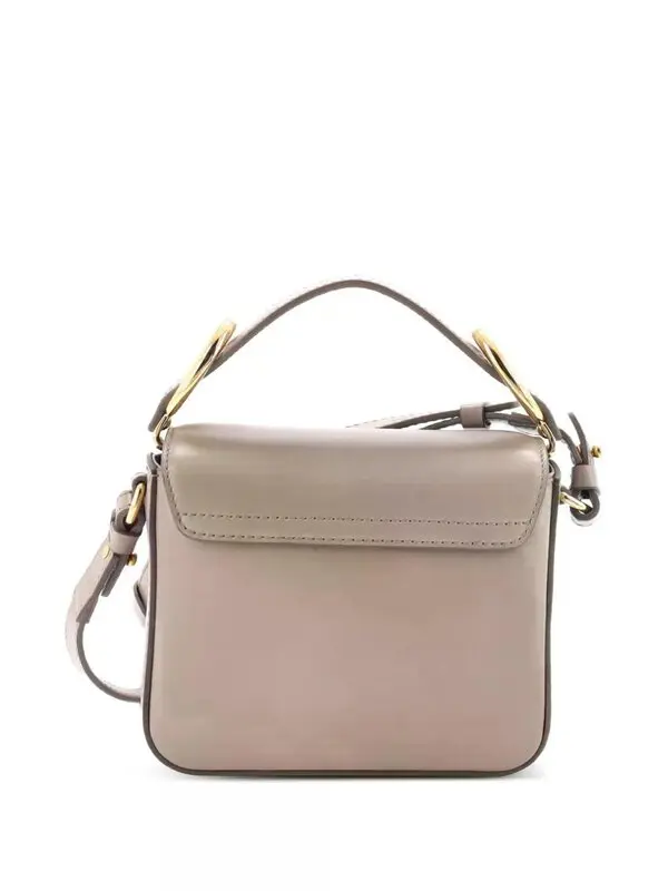 Chloé C Flap Bag Leather Mini Crossbody Bag - Grey
