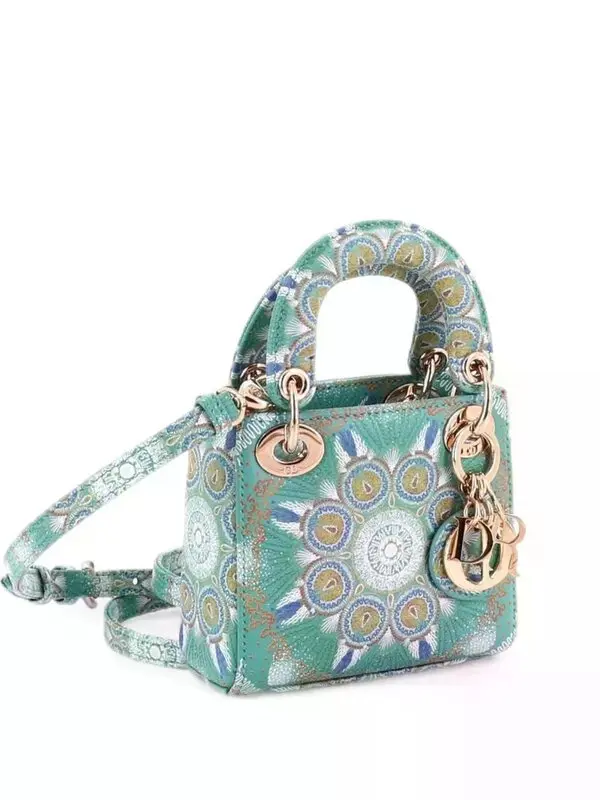 Dior In Lights Lady Bag Embroidered Painted Calfskin Micro Crossbody Bag - Blue