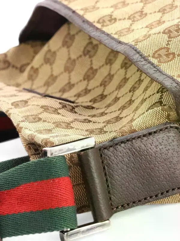 Gucci Front Pocket Web Messenger Gg Canvas Medium Crossbody Bag