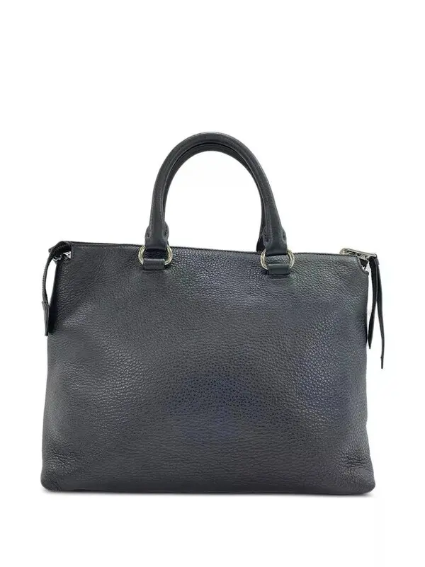 Prada Logo Plaque Top Handle Bag - Black