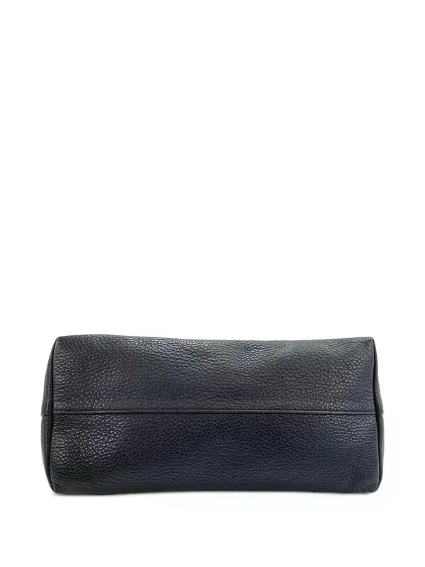 Prada Logo Plaque Top Handle Bag - Black