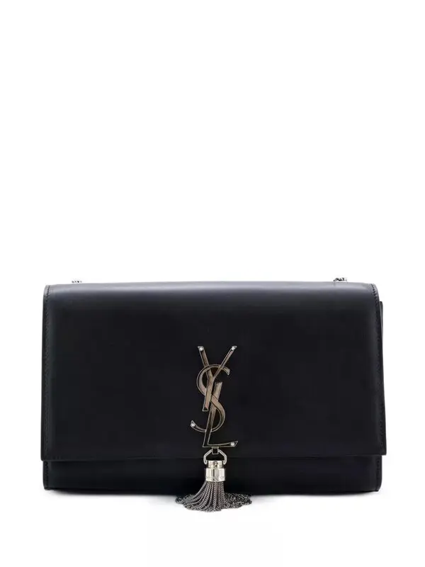 Saint Laurent Classic Monogram Tassel Leather Medium Crossbody Bag - Black