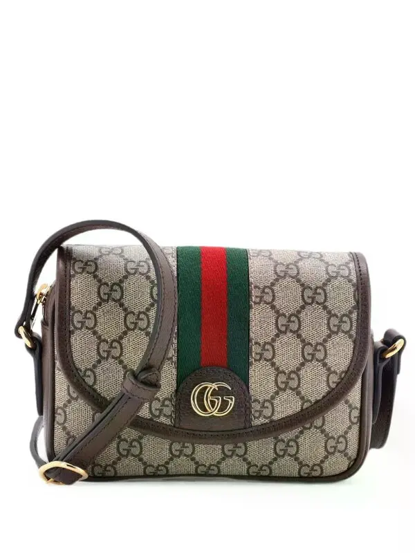 Gucci Ophidia Flap Shoulder Bag Gg Coated Canvas Mini Crossbody Bag - Brown