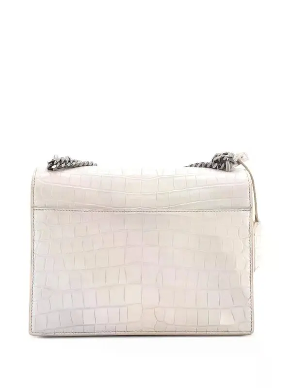 Saint Laurent Sunset Crocodile Embossed Leather Medium Crossbody Bag - Neutrals