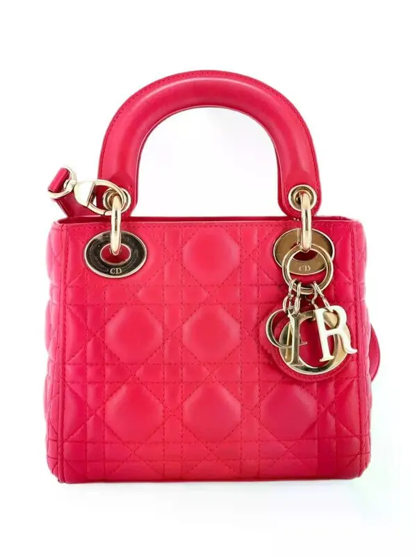 Dior Lady Bag Cannage Quilt Lambskin Mini Satchel - Pink
