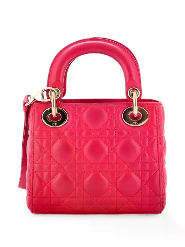 Dior Lady Bag Cannage Quilt Lambskin Mini Satchel - Pink