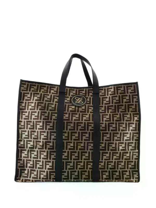 Fendi Karligraphy Metallic Zucca Canvas Large Tote Bag