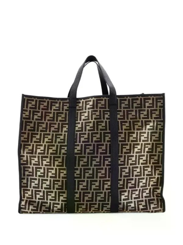 Fendi Karligraphy Metallic Zucca Canvas Large Tote Bag