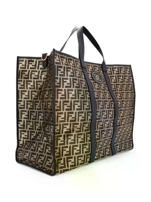 Fendi Karligraphy Metallic Zucca Canvas Large Tote Bag