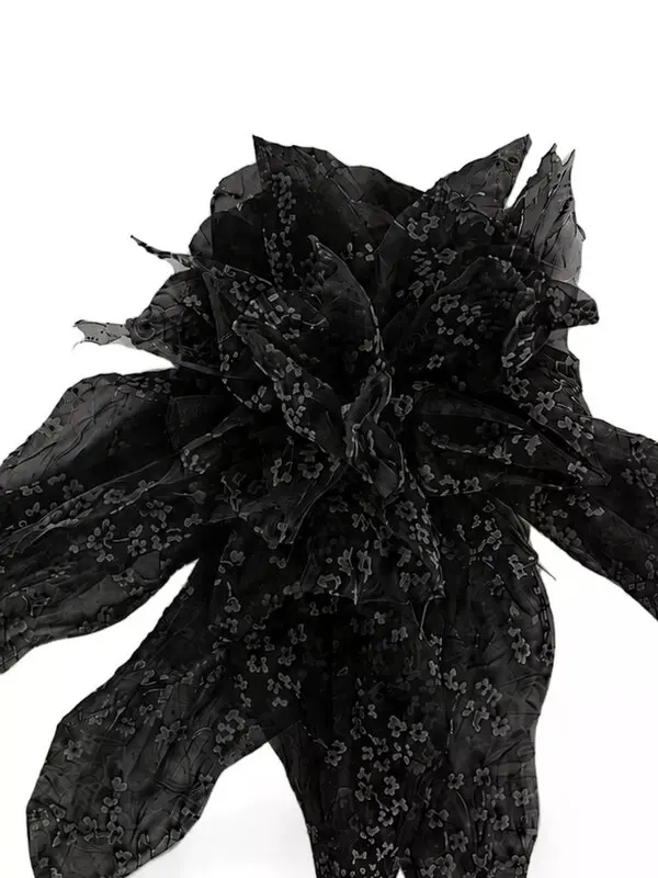 Alberta Ferretti Silk Floral Motif Brooch - Black