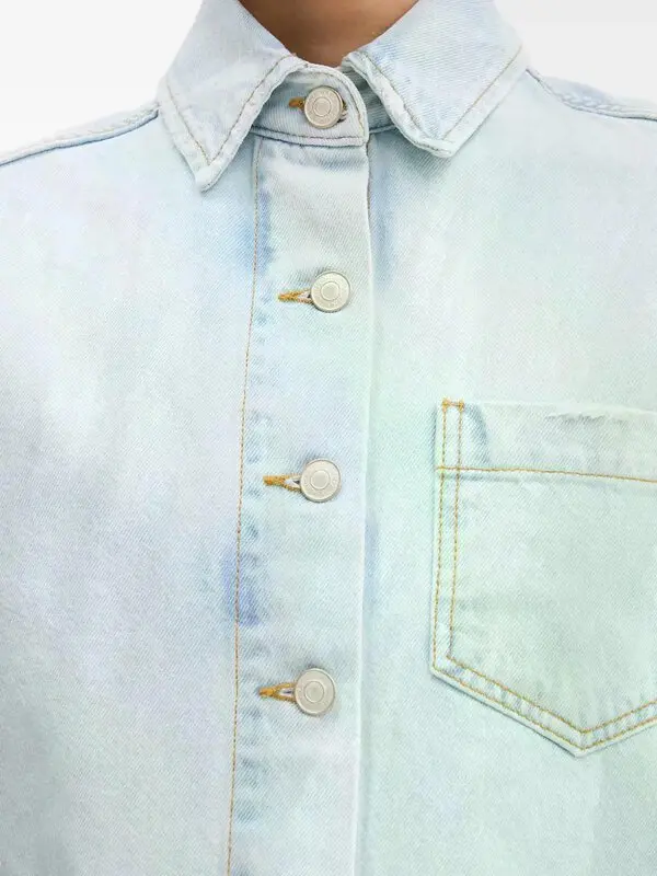 VICOLO Cropped Short-sleeve Denim Shirt