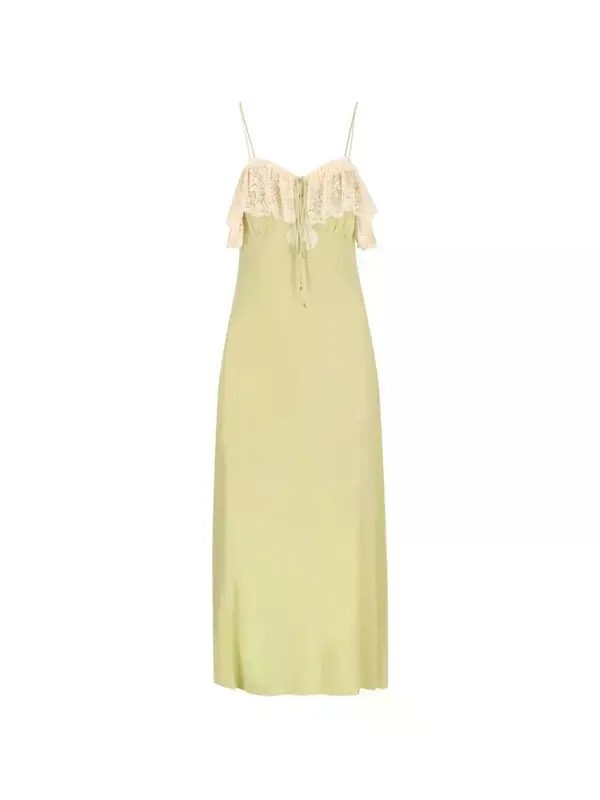 Chloé Lace-trim Silk Maxi Dress - Green