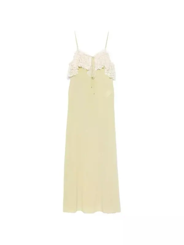 Chloé Lace Trim Silk Maxi Dress - Green