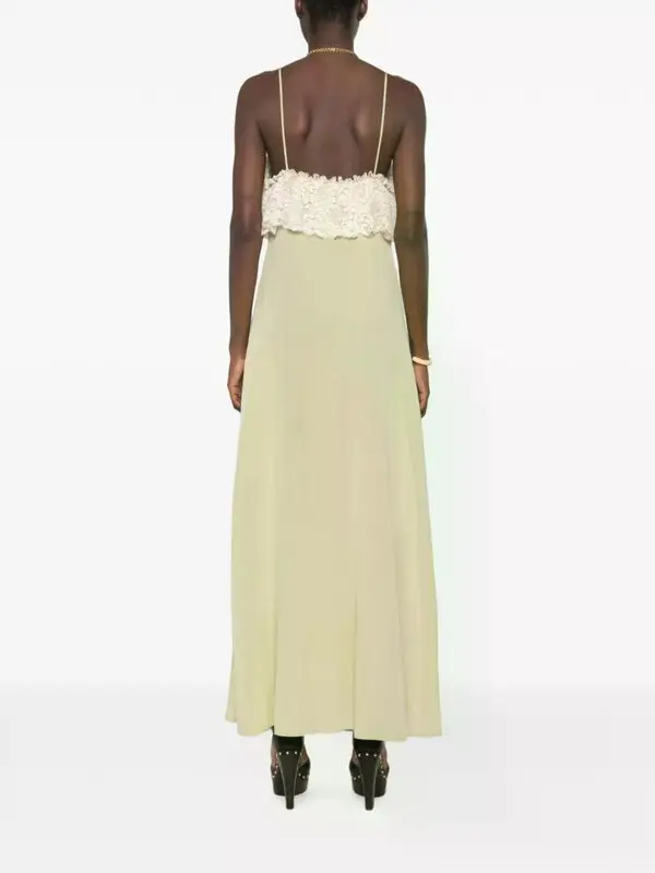 Chloé Lace Trim Silk Maxi Dress