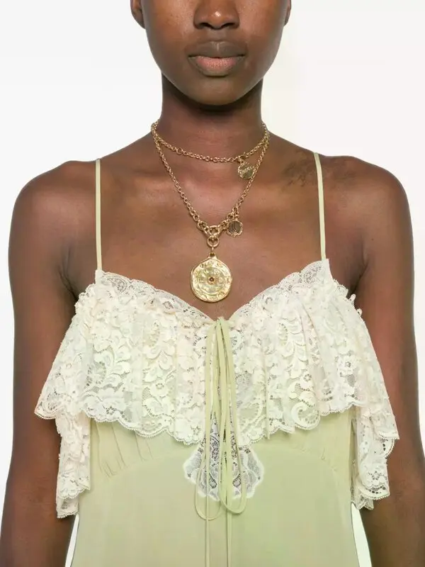 Chloé Lace Trim Silk Maxi Dress